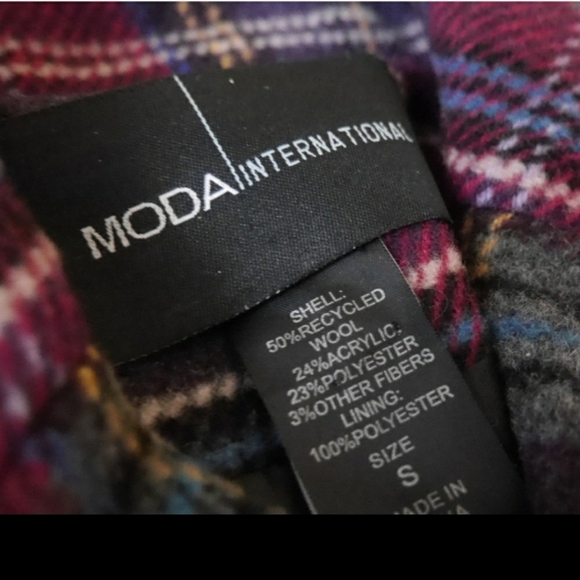 Moda International | Jackets & Coats | Double Breasted Plaid Peacoat ...
